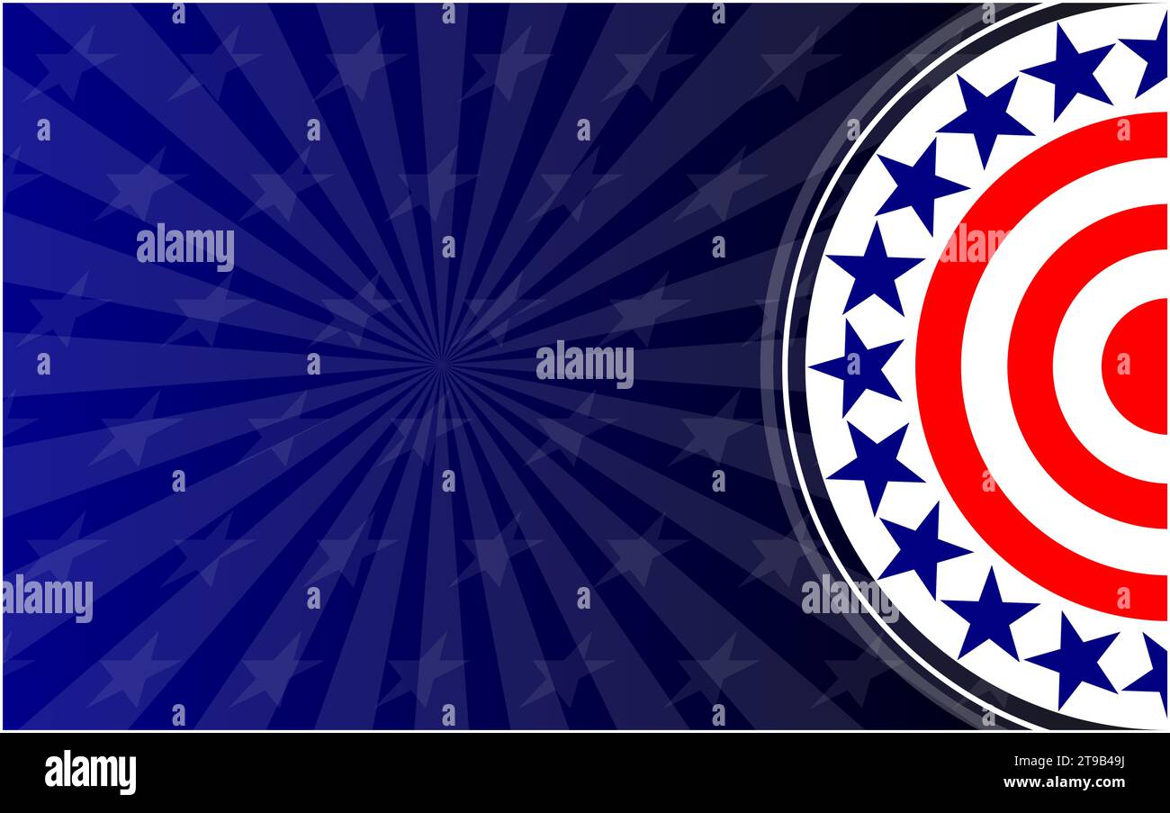 Blue background with rays and with American symbols Stock Vector Image ...