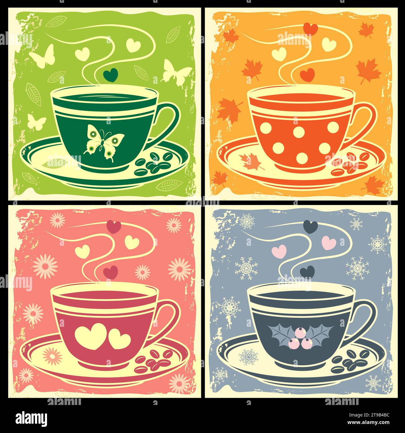 Coffee cup seasonal set for posters, banners Stock Vector Image & Art ...