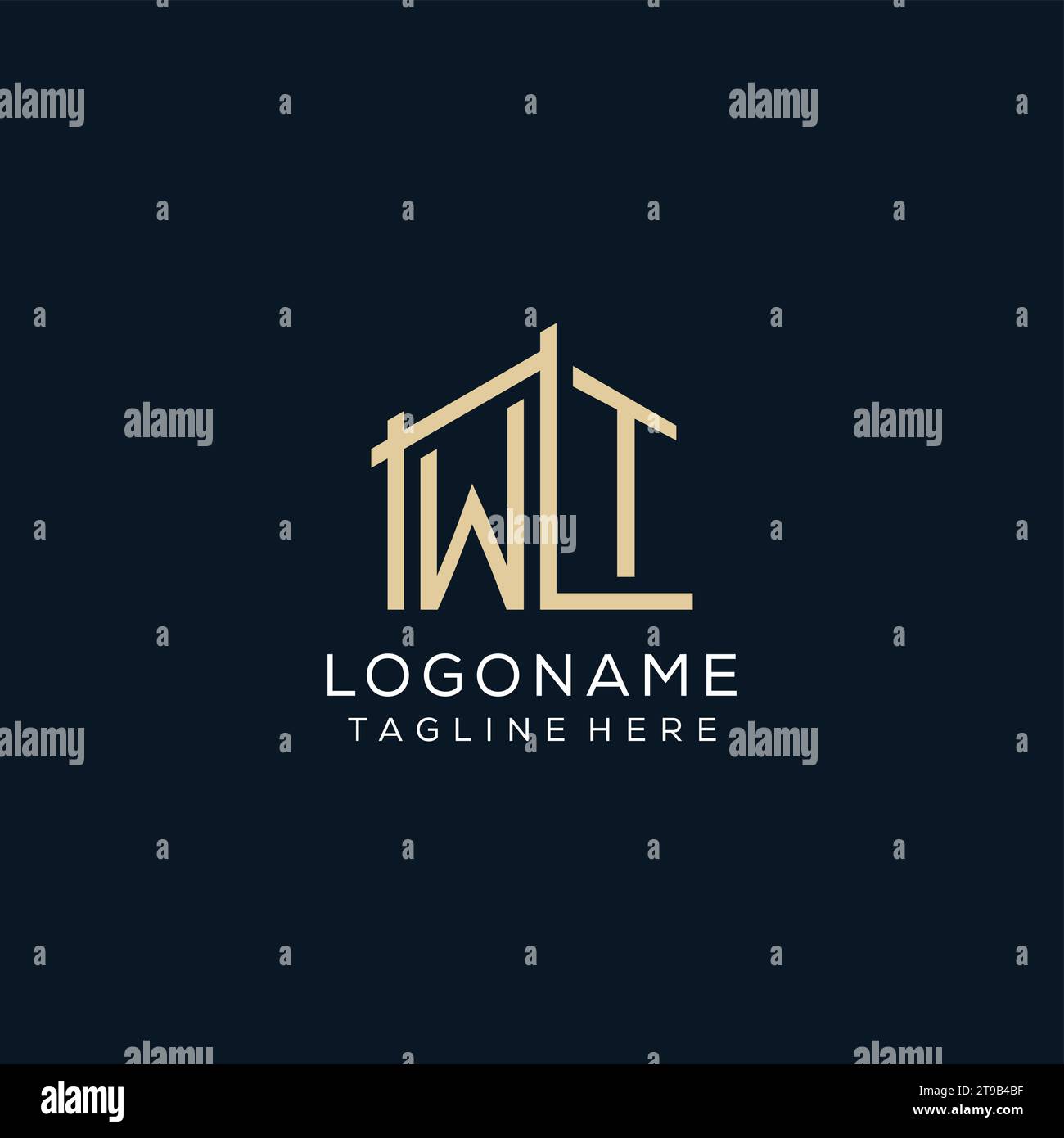 Initial WT logo, clean and modern architectural and construction logo ...