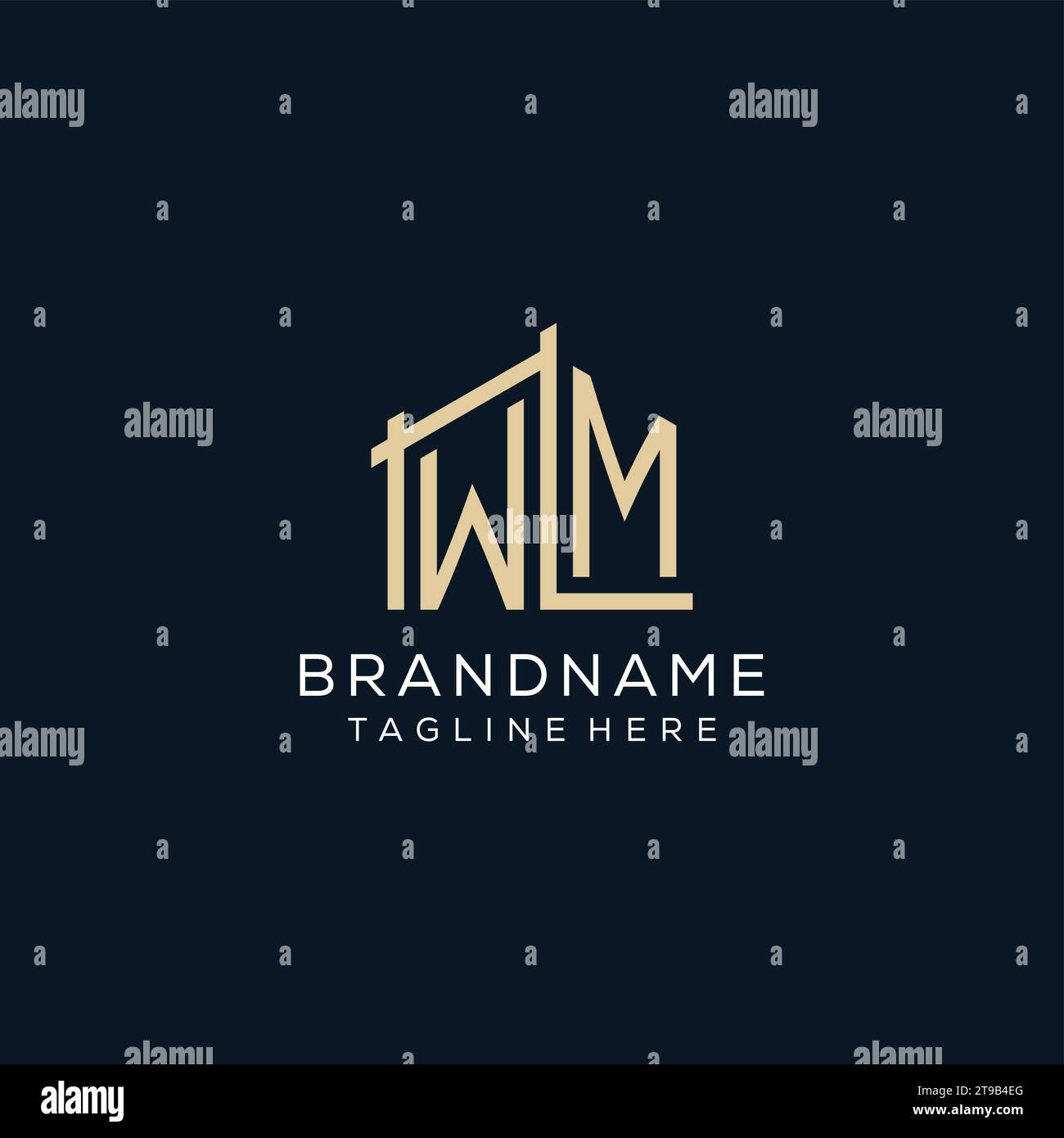 Initial WM logo, clean and modern architectural and construction logo ...