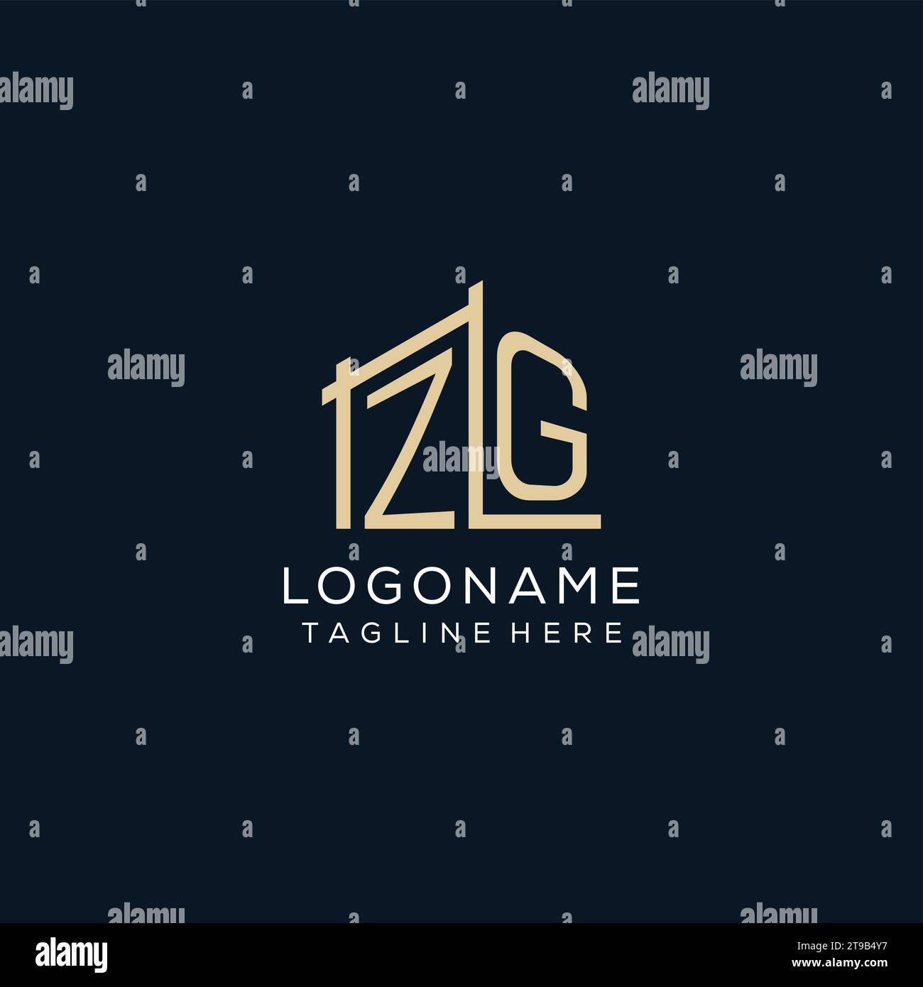 Initial ZG logo, clean and modern architectural and construction logo ...