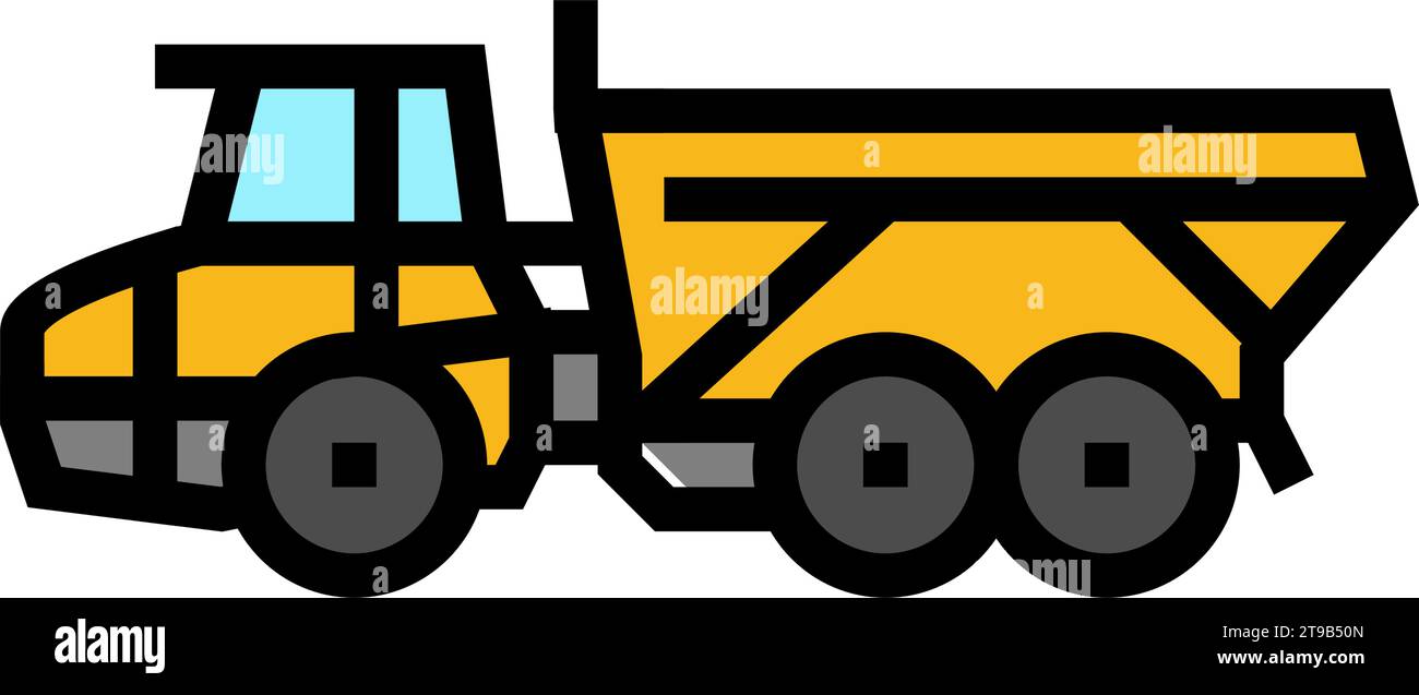 articulated hauler construction vehicle color icon vector illustration ...