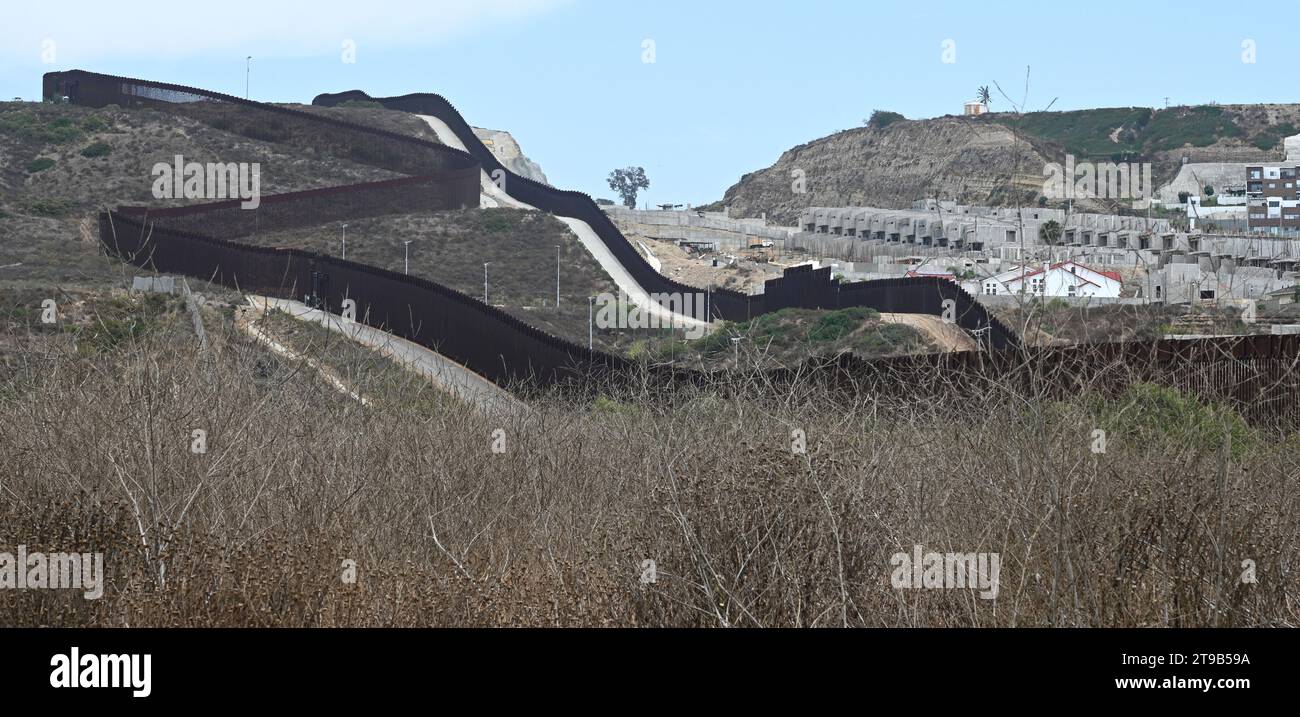 San Ysidro, CA, USA - July 30, 2023: The USA Mexico Border Wall near ...