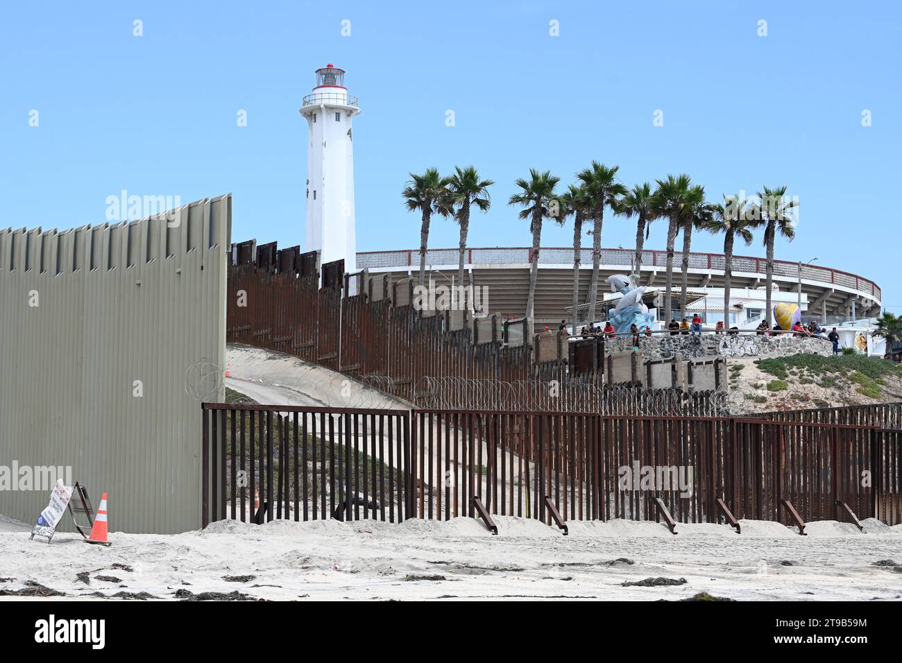 Border Field State Park Beach, CA, USA - July 30, 2023: The USA Mexico ...