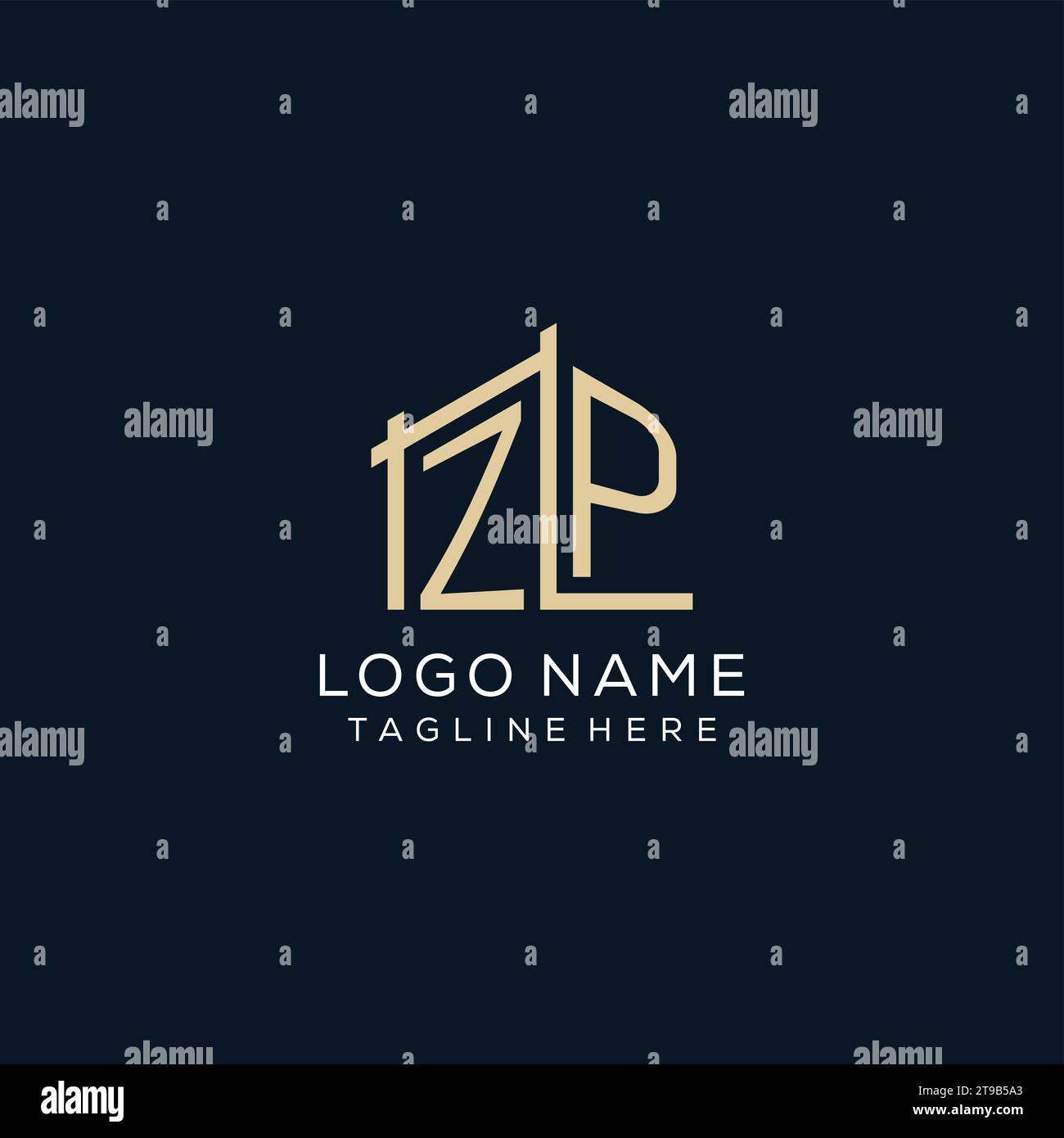 Initial ZP logo, clean and modern architectural and construction logo ...