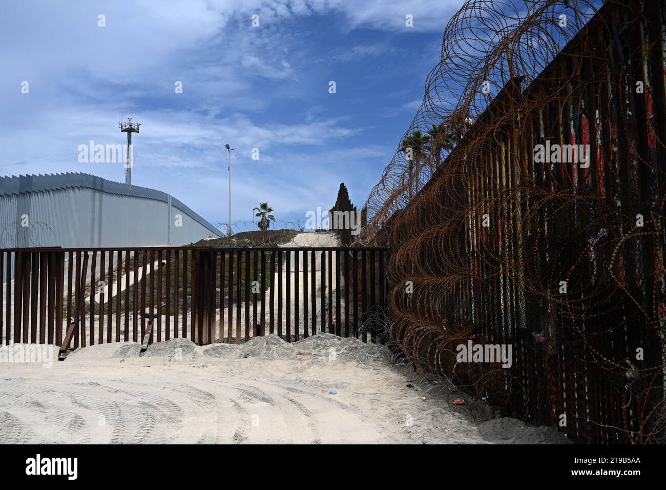 Border Field State Park Beach, CA, USA - July 30, 2023: The USA Mexico ...