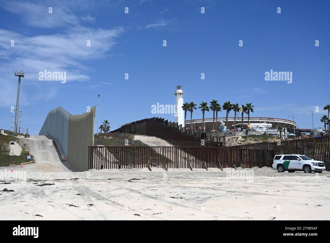 Border Field State Park Beach, CA, USA - July 30, 2023: The USA Mexico ...