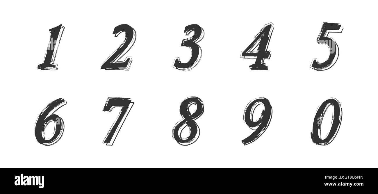 Hand drawn numbers set. Vector illustration Stock Vector Image & Art ...