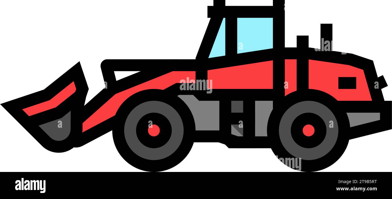 wheel loader construction vehicle color icon vector illustration Stock ...