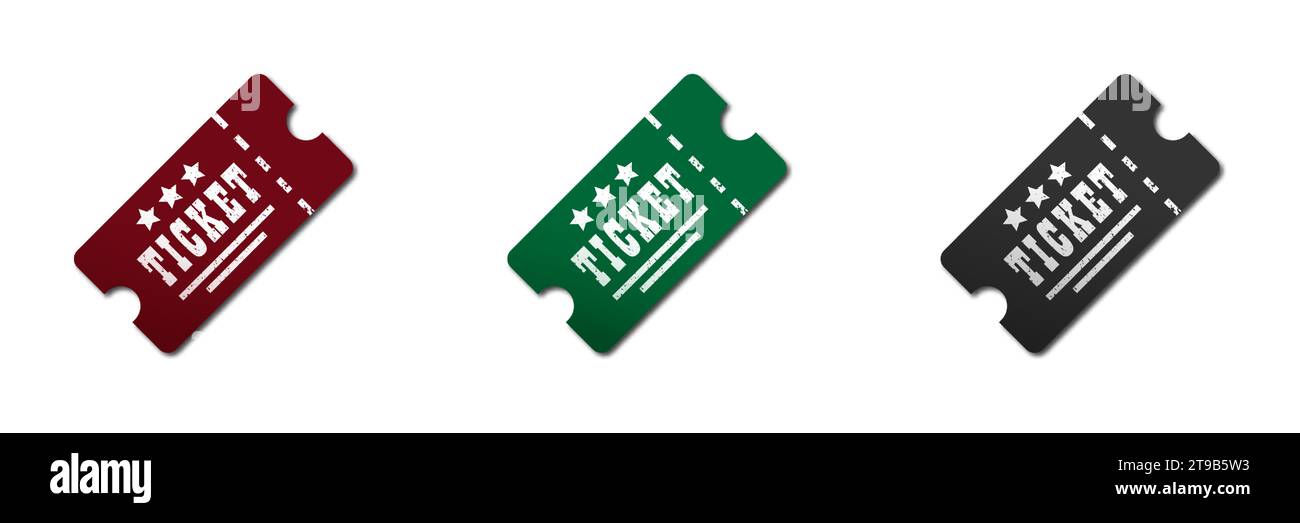 Ticket icons with shadows. Green and red tickets. Vector illustration ...