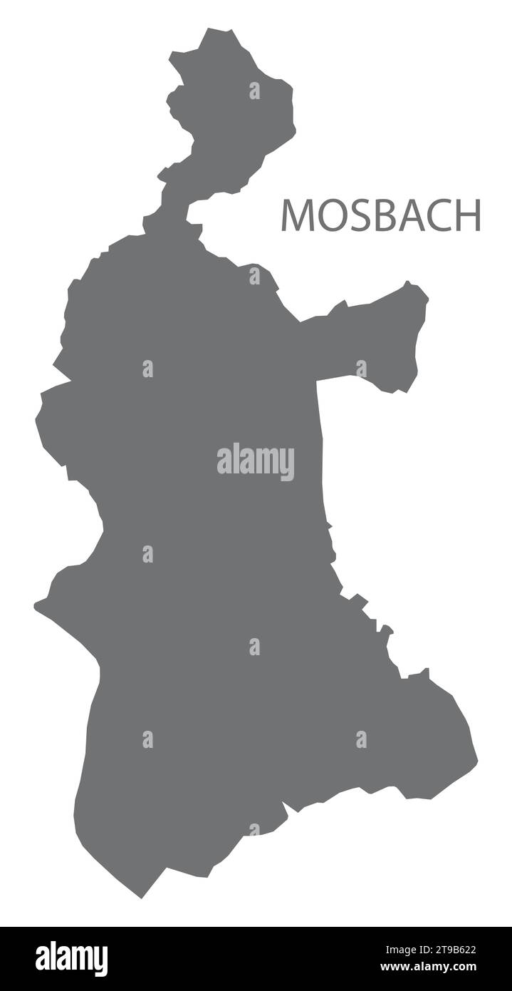Mosbach German city map grey illustration silhouette shape Stock Vector ...