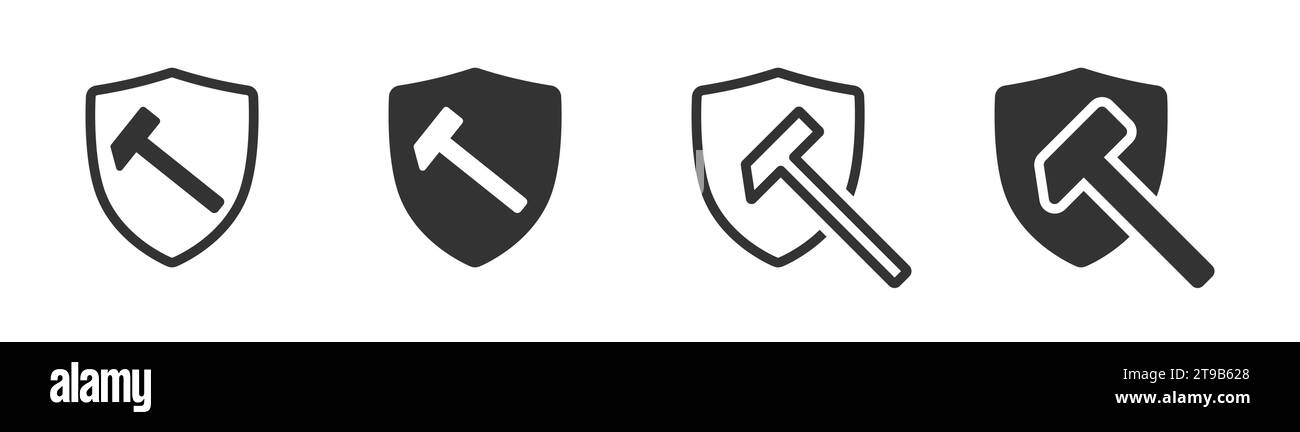 Hammer shield icon. Vector illustration Stock Vector Image & Art - Alamy
