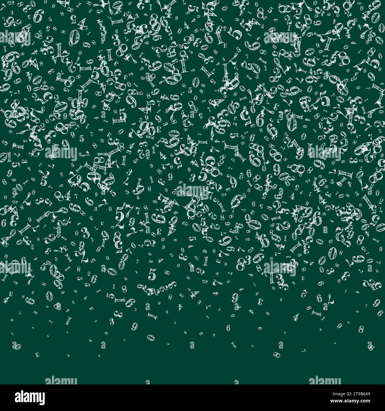 School math notebook cover. White chalk numbers floating in the air ...