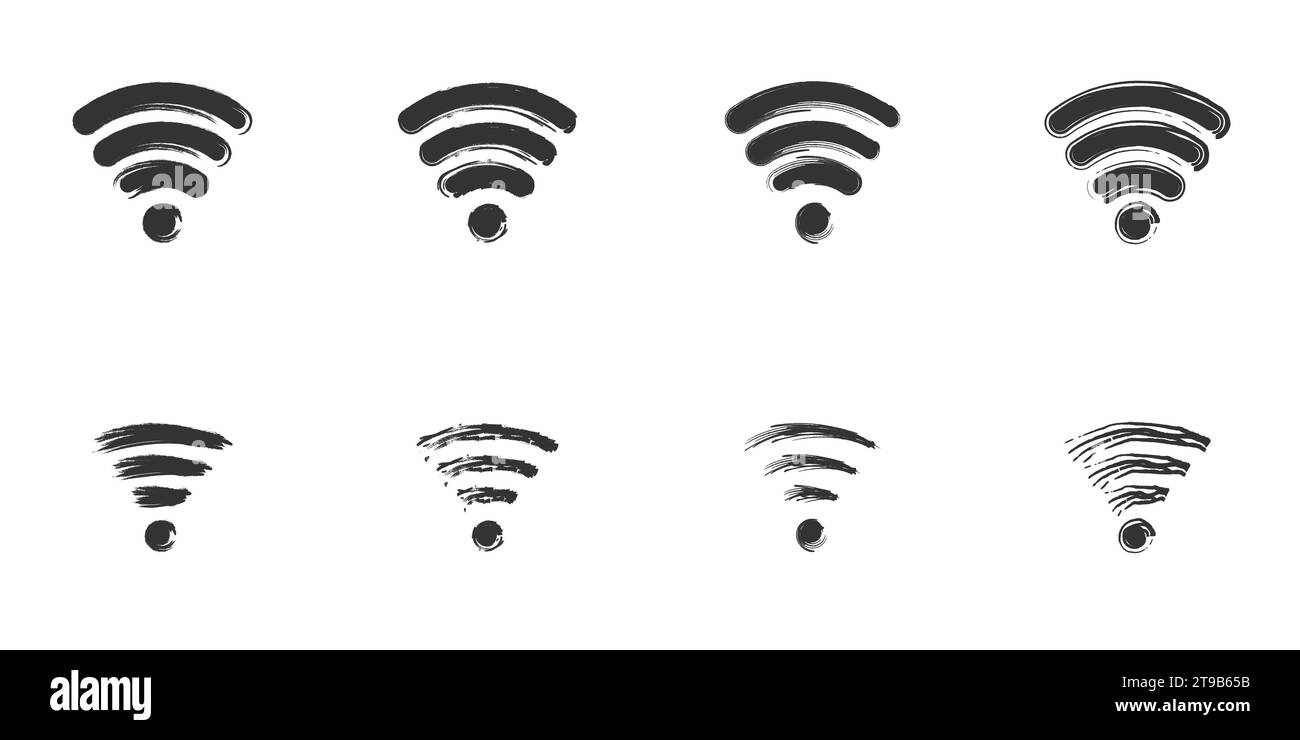 Hand drawn wi-fi icon set. Vector illustration Stock Vector Image & Art ...