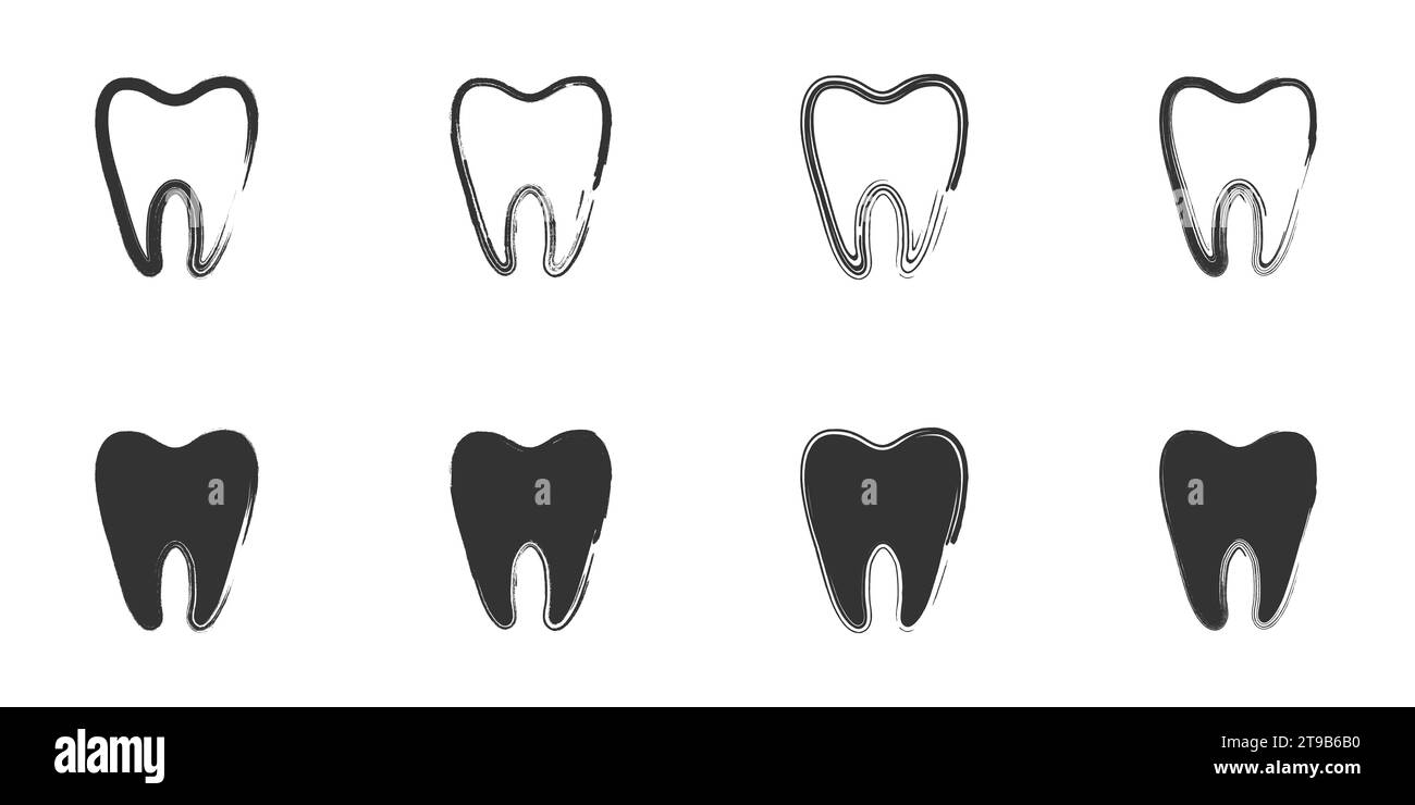 Hand drawn teeth icon set. Vector illustration Stock Vector Image & Art ...