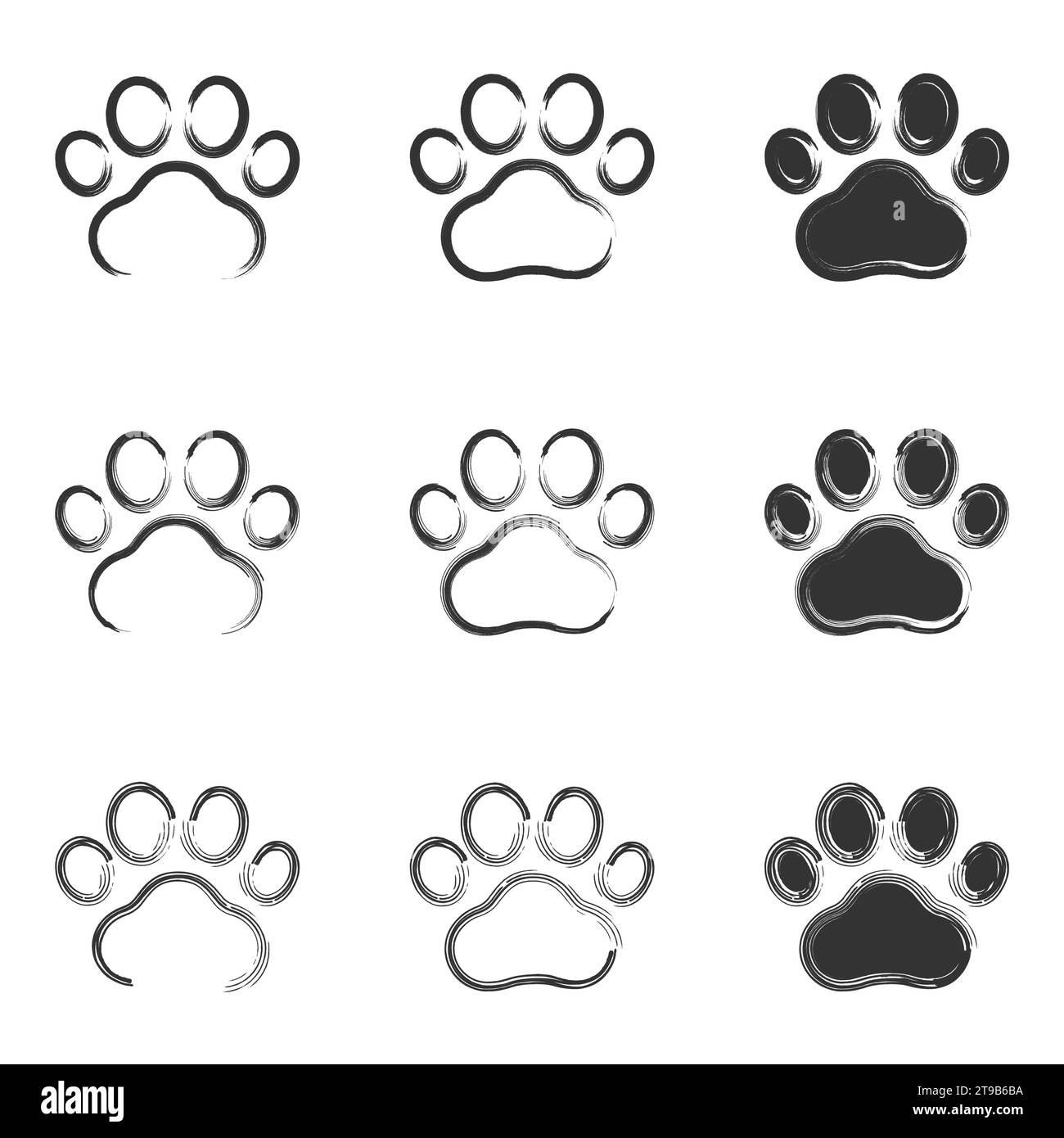 Hand drawing pet paw icon set. Vector illustration Stock Vector Image ...