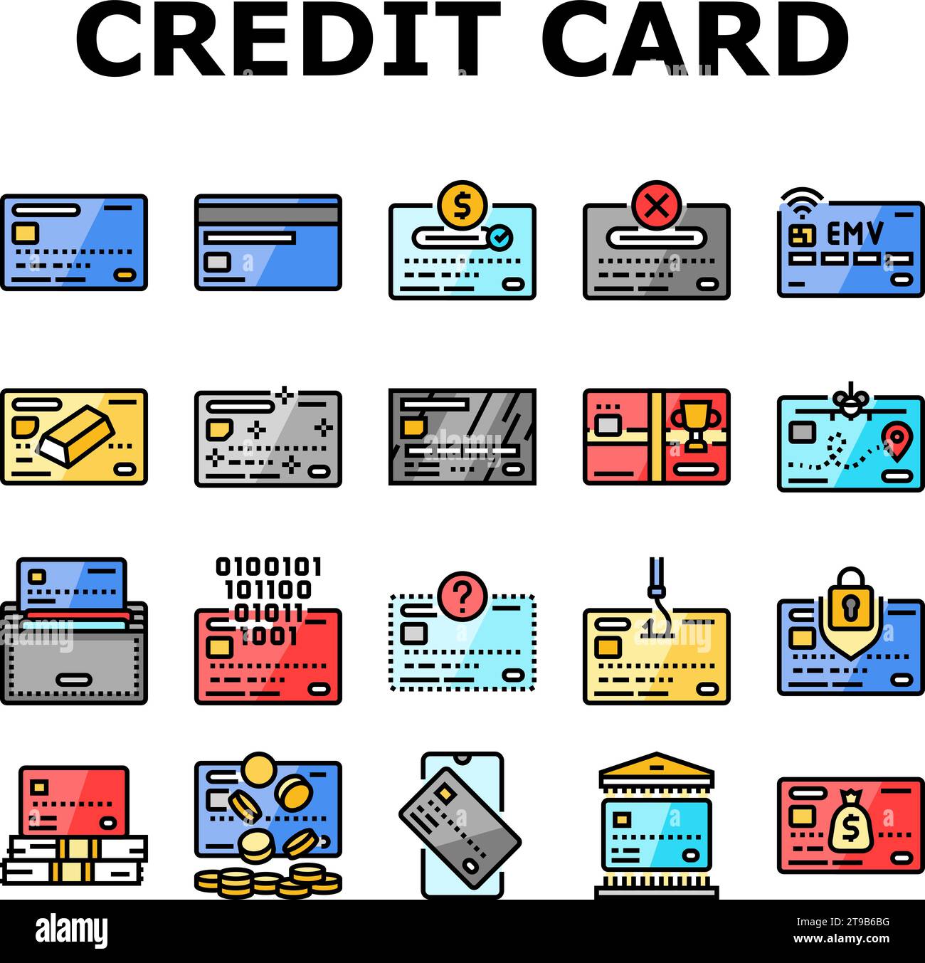 credit card bank payment money icons set vector Stock Vector Image ...