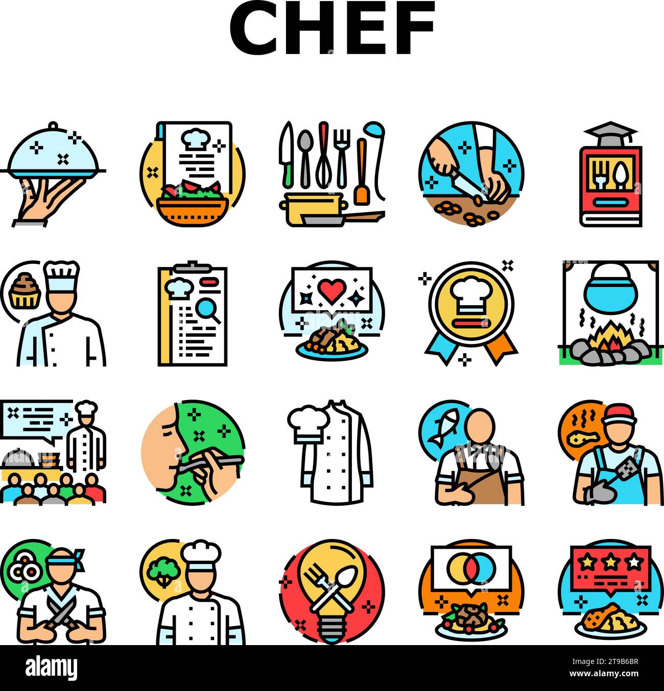 restaurant chef cooking food icons set vector Stock Vector Image & Art ...