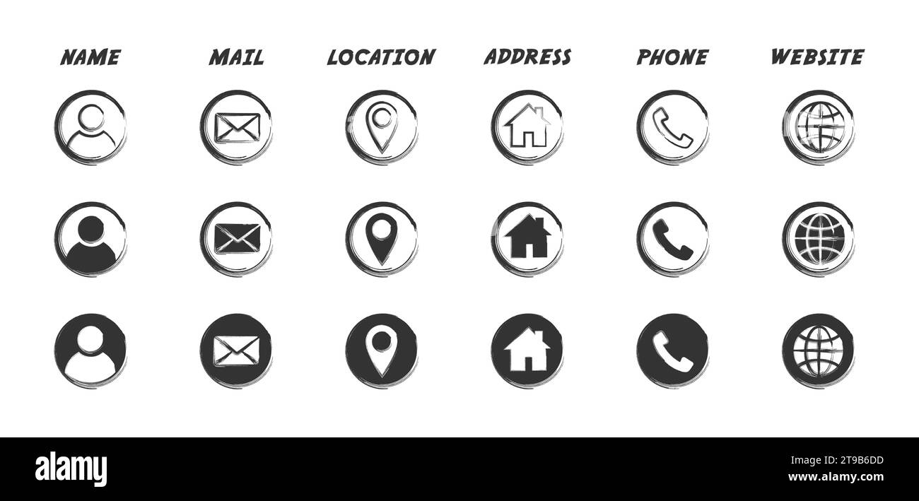 Hand drawn business card icon set. Vector illustration Stock Vector ...