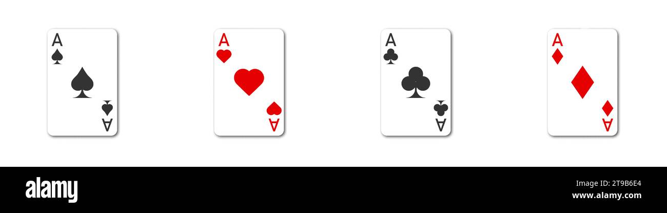 Set of four aces playing cards with shadows. Flat vector illustration ...