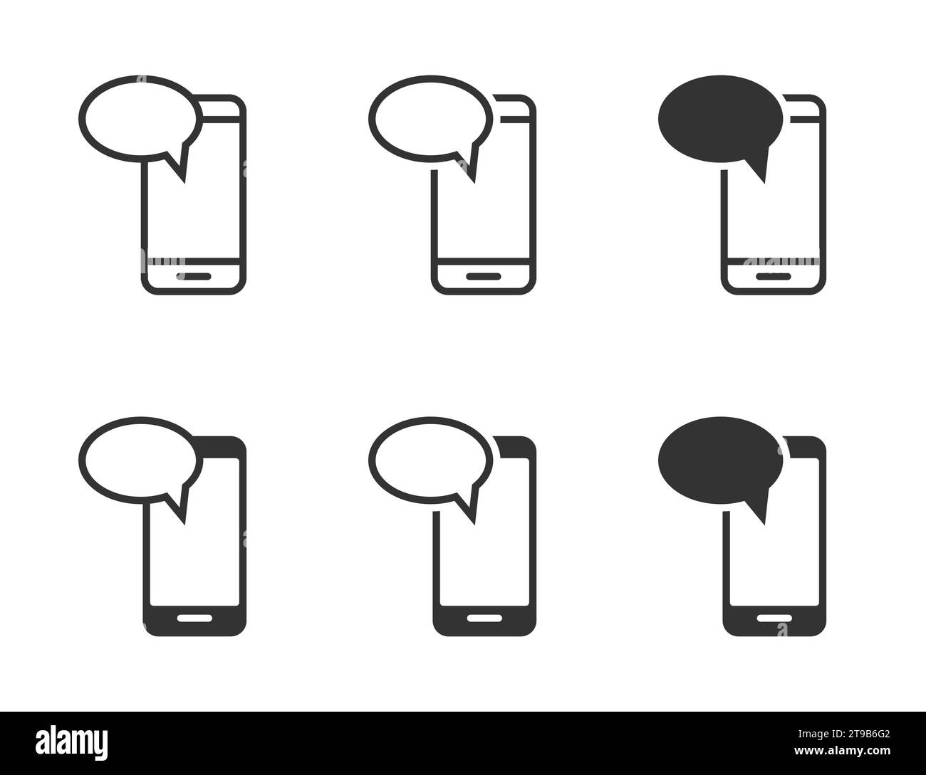 Mobile phone icon with speech bubble sign. Vector illustration Stock ...