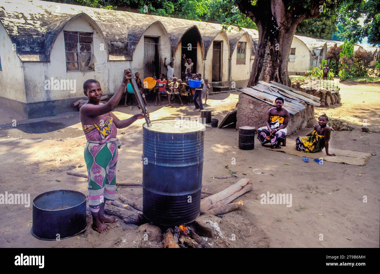Tanzania, Kilombero - In front of plantation homes on a sisal ...
