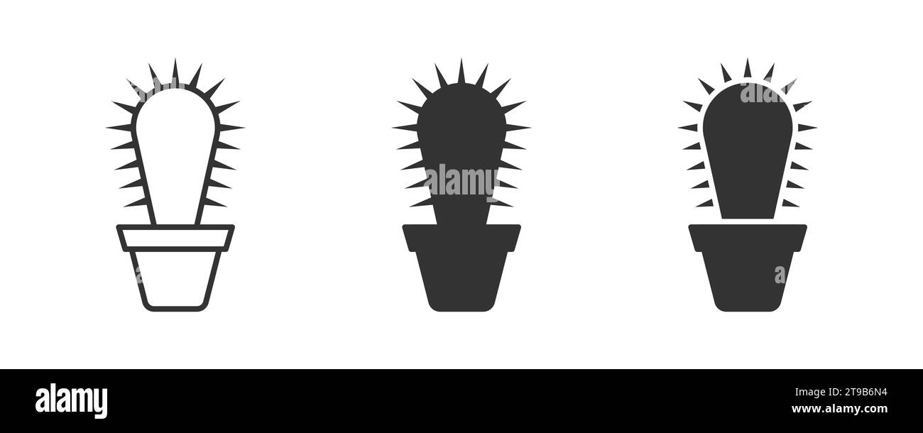 Cactus plant in pot icon Black and White Stock Photos & Images - Alamy
