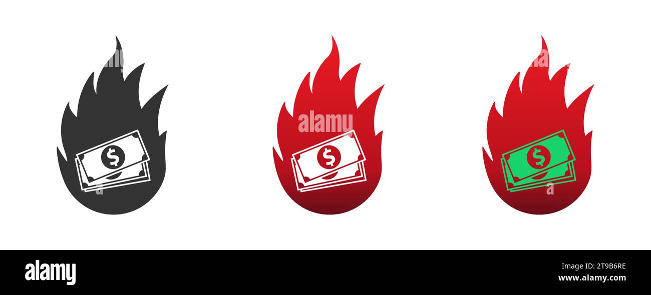burning dollar icon. Money icon in fire. Vector illustration Stock ...