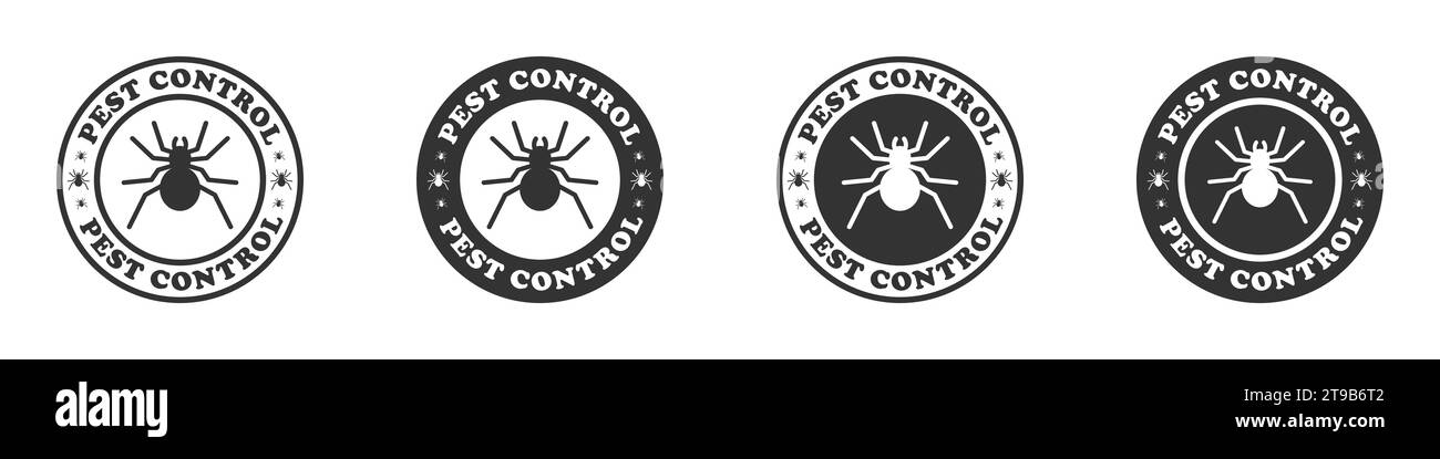 Pest control logo. Round badge with psider icon and lettering. Vector ...