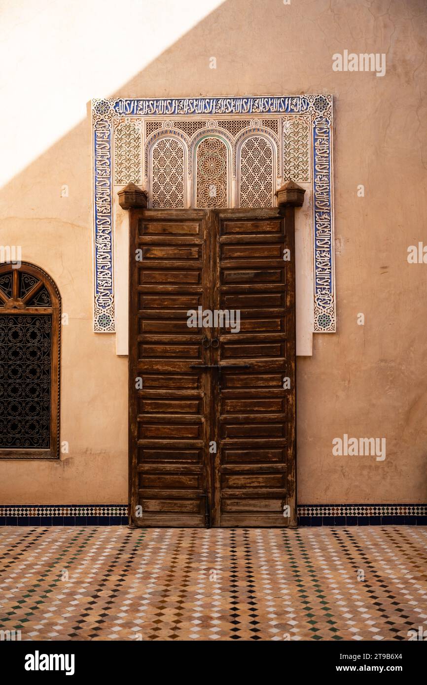 Stunning view of the Bahia Palace during a sunny day. The Bahia Palace ...