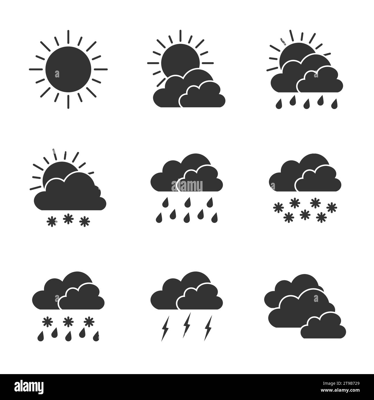 Different weather conditions icons. Weather icons set. Vector ...