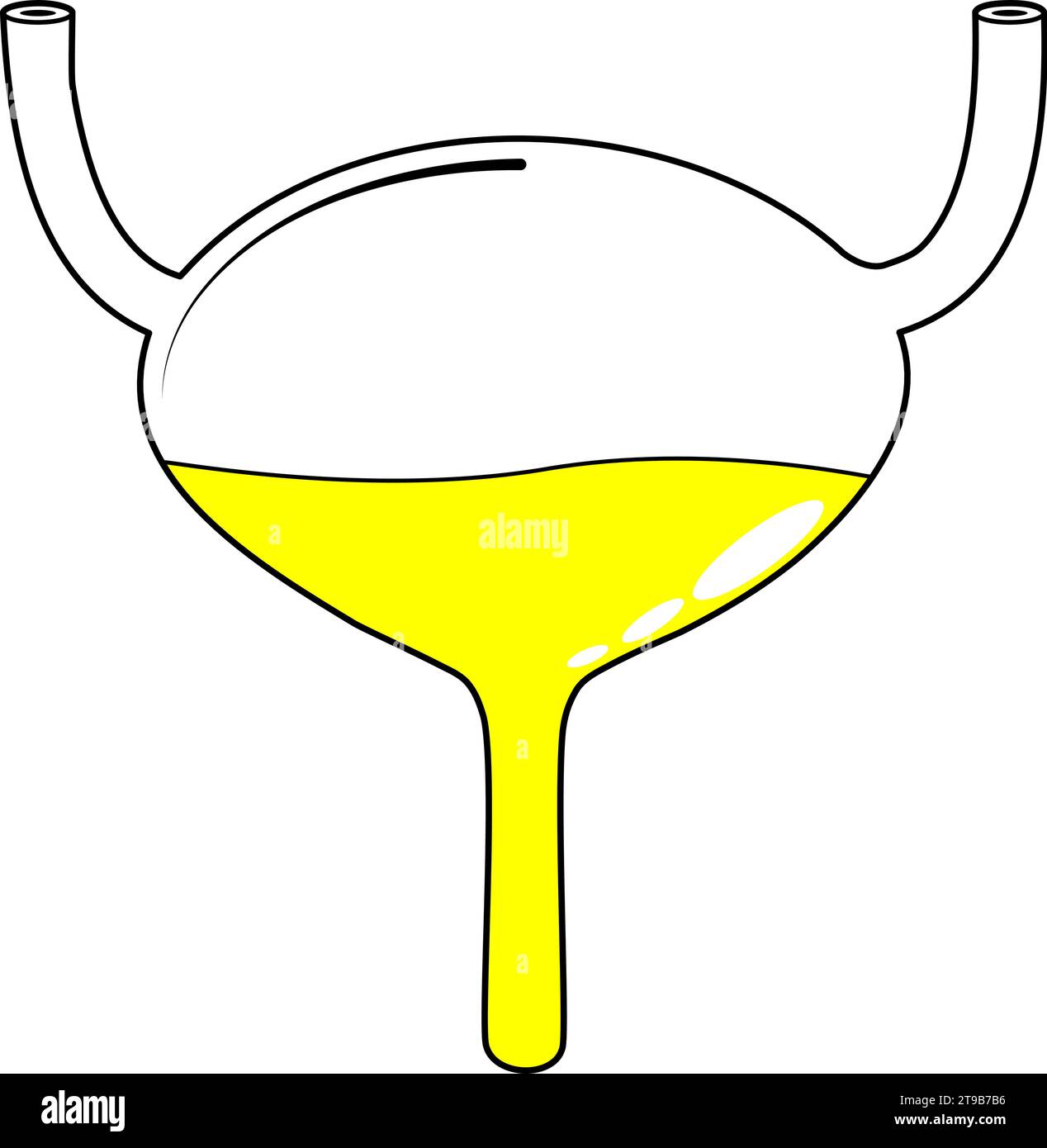 Bladder with urine. black line icon part of a Human urinary system ...