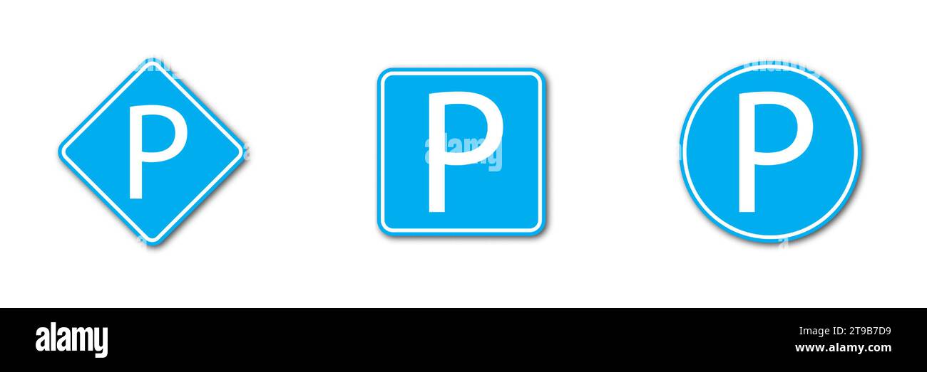 Blue parking icons with shadows. Flat vector illustration Stock Vector ...