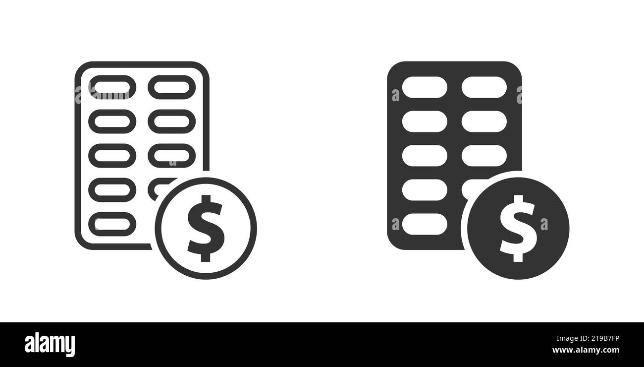 Medication cost icon. Vector illustration Stock Vector Image & Art - Alamy