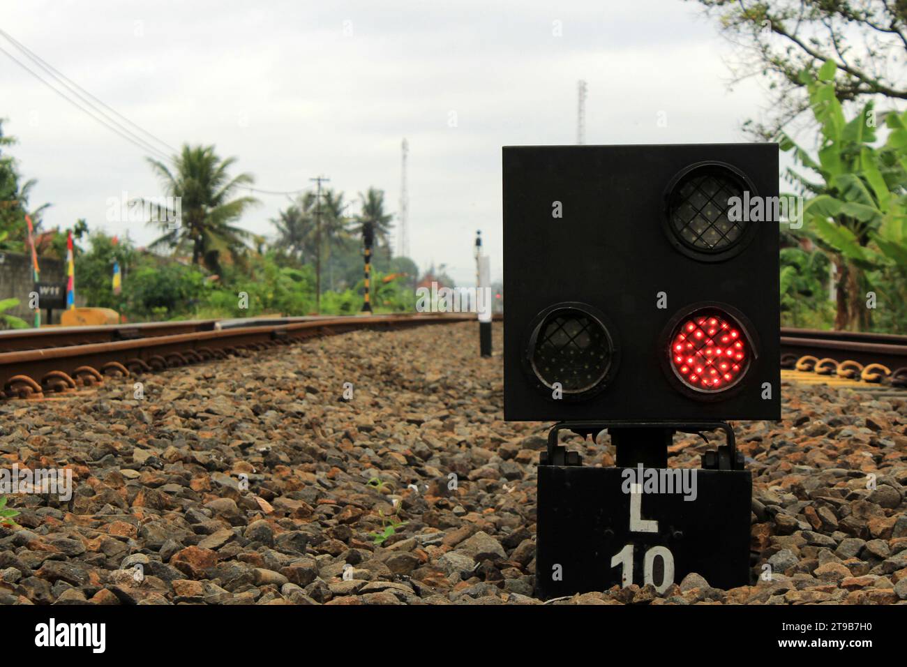 Railway trackside signal, railway signalling Stock Photo - Alamy