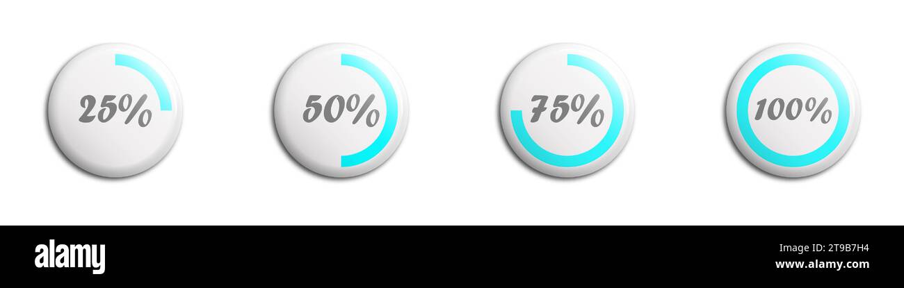 Circle progress bar set. 25 50 75 and 100 percents. Vector illustration Stock Vector Image & Art ...