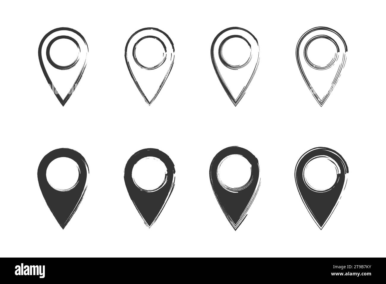 Hand drawn location pin icons. Vector illustration Stock Vector Image ...