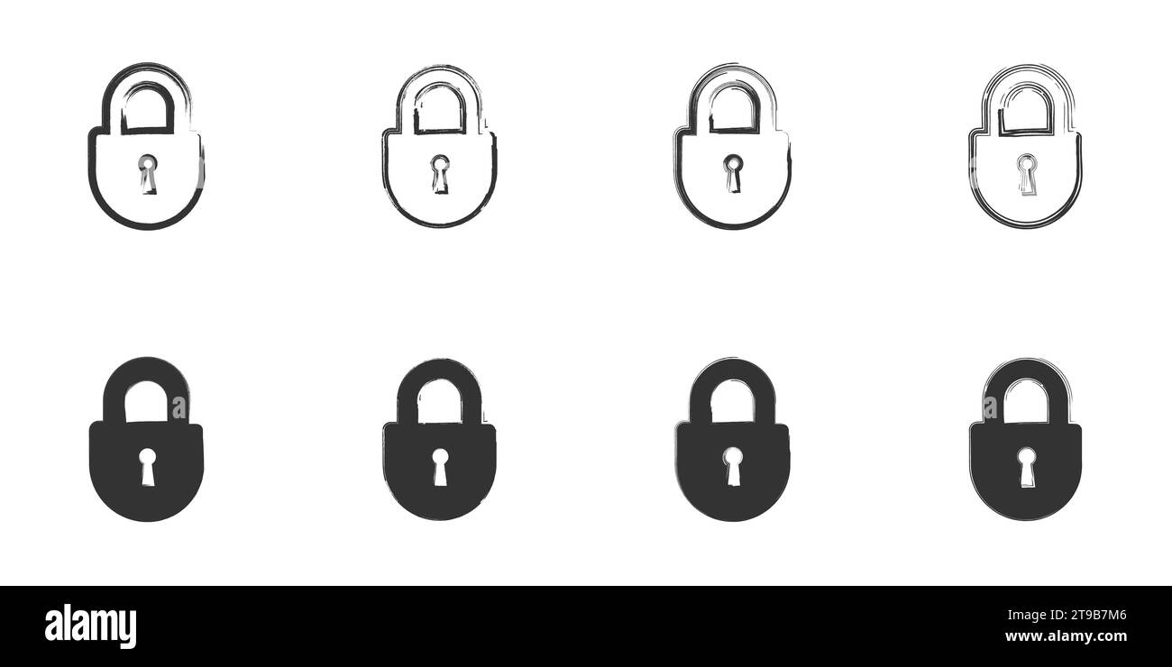 Hand drawn lock icon set. Vector illustration Stock Vector Image & Art ...