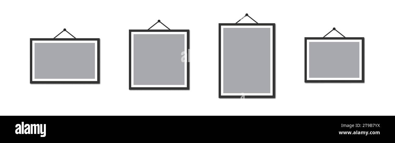 Picture frame icons with shadows. Flat vector illustration Stock Vector ...