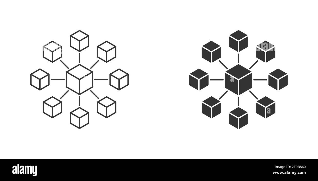 Illustration business cubes network Cut Out Stock Images & Pictures - Alamy