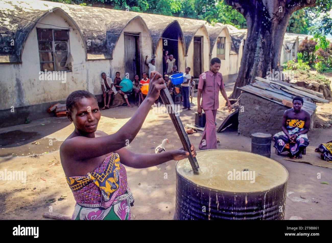 Tanzania, Kilombero - In front of plantation homes on a sisal ...