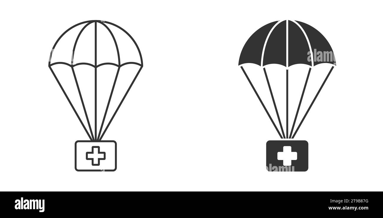 Parachute icon with first aid kit. Vector illustration Stock Vector ...