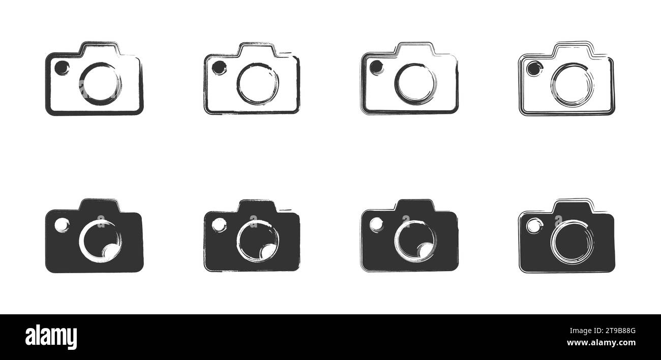 Hand drawn camera icon set. Vector illustration Stock Vector Image ...