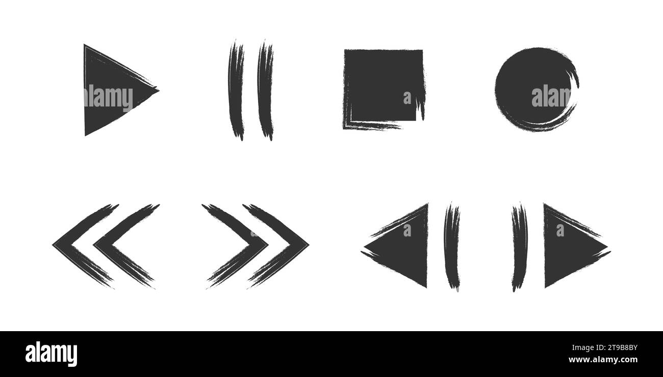 Hand drawn media player buttons. Vector illustration Stock Vector Image ...