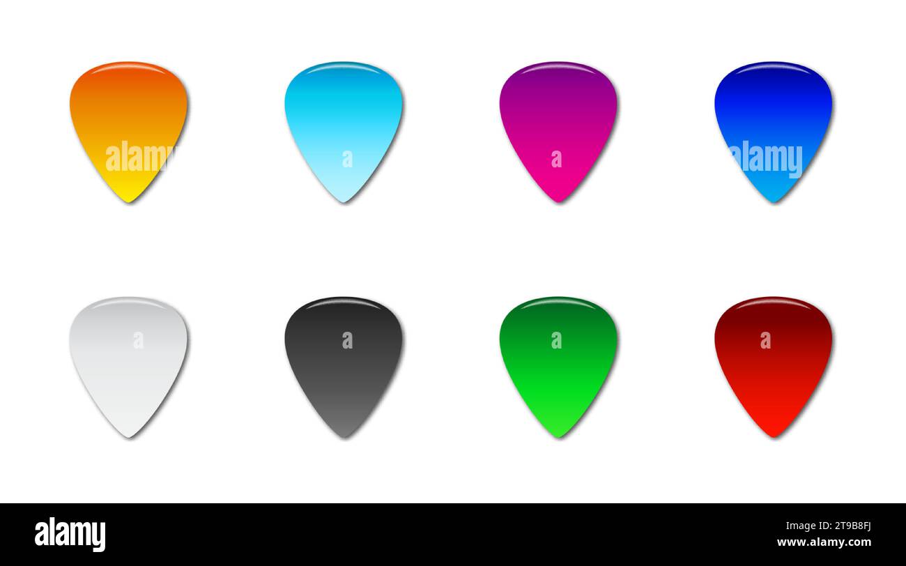 Colorful guitar picks icon set with shadows. Vector illustration Stock ...