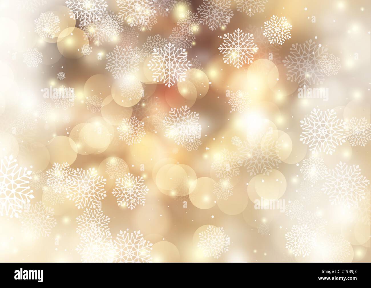 Christmas background with snowflakes and bokeh lights design Stock ...
