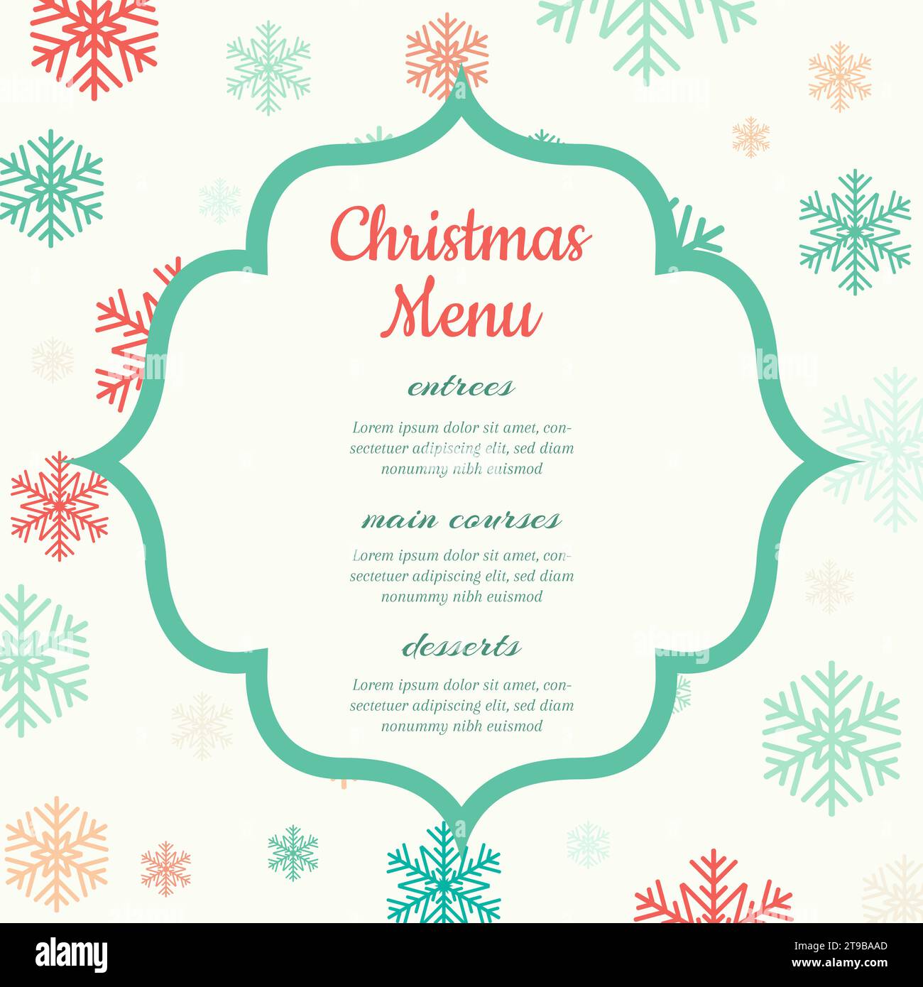 Cute christmas menu background with a snowflake design Stock Vector ...