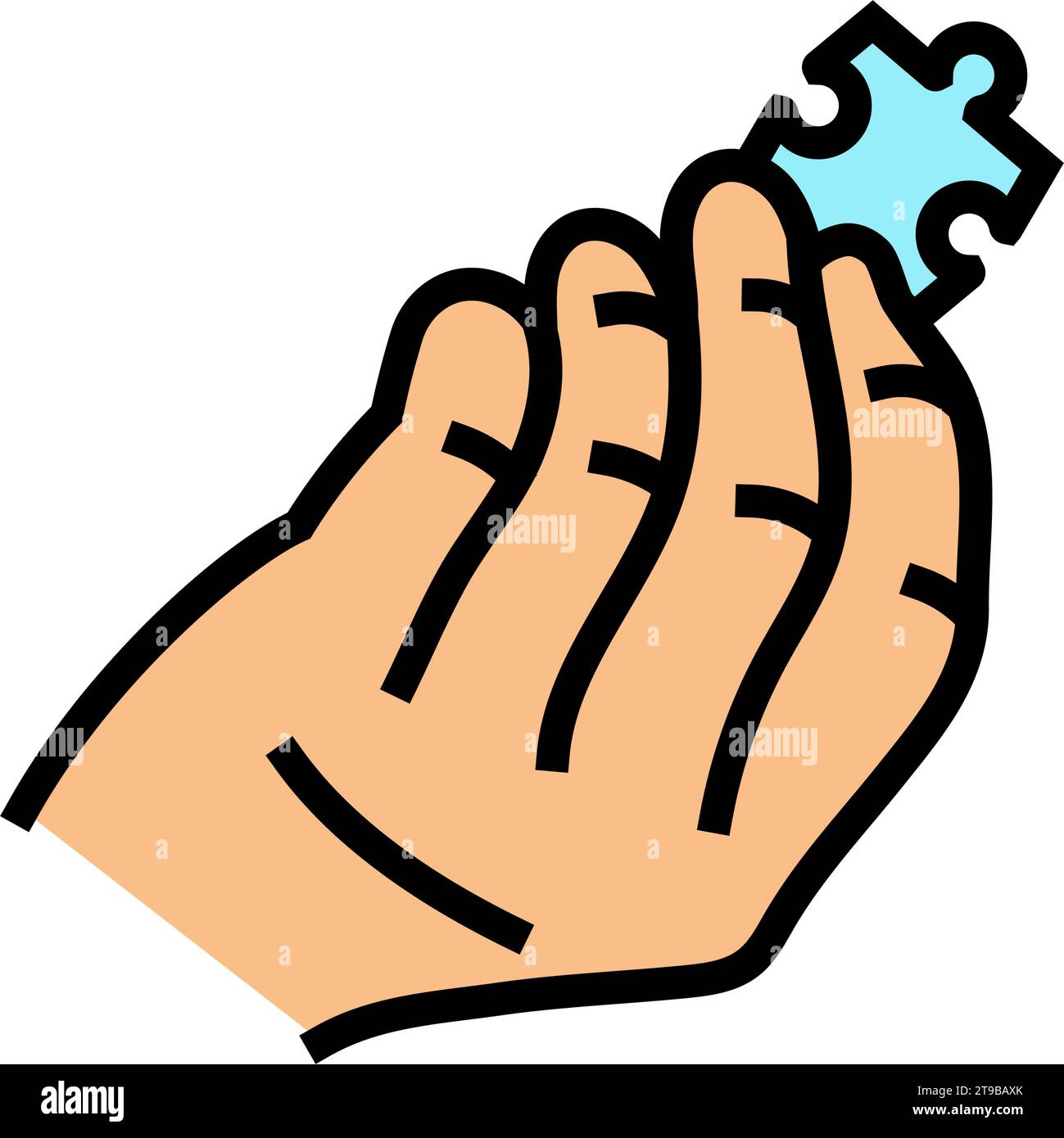 jigsaw puzzle hand color icon vector illustration Stock Vector Image ...