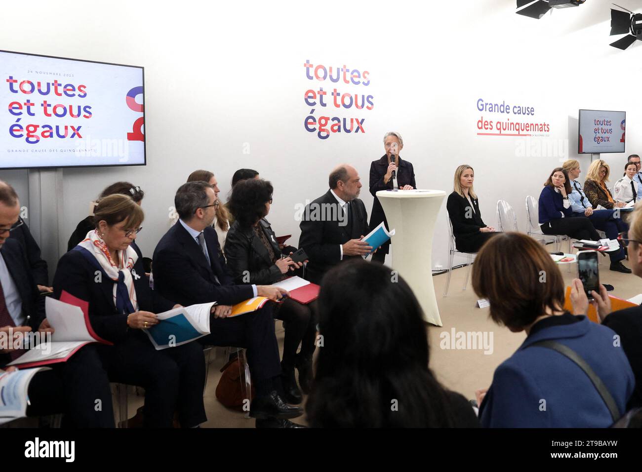 Paris, France. 24th Nov, 2023. Prime Minister Elisabeth Borne ...