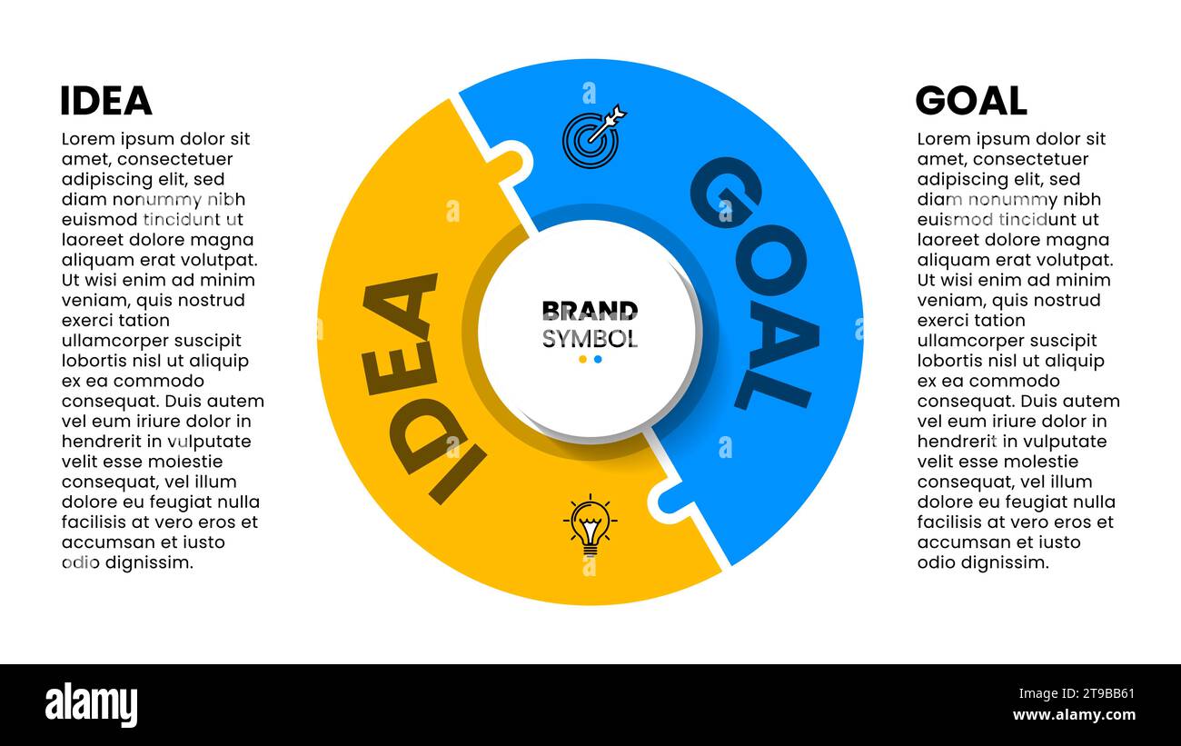 Infographic template with 2 options or steps. Idea and goal concept ...